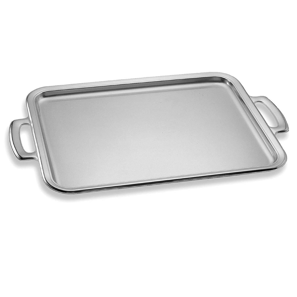 Metallurgica Motta Europa Stainless Steel Rectangular Serving Tray with Handles 19.1 x 11.8 Inches